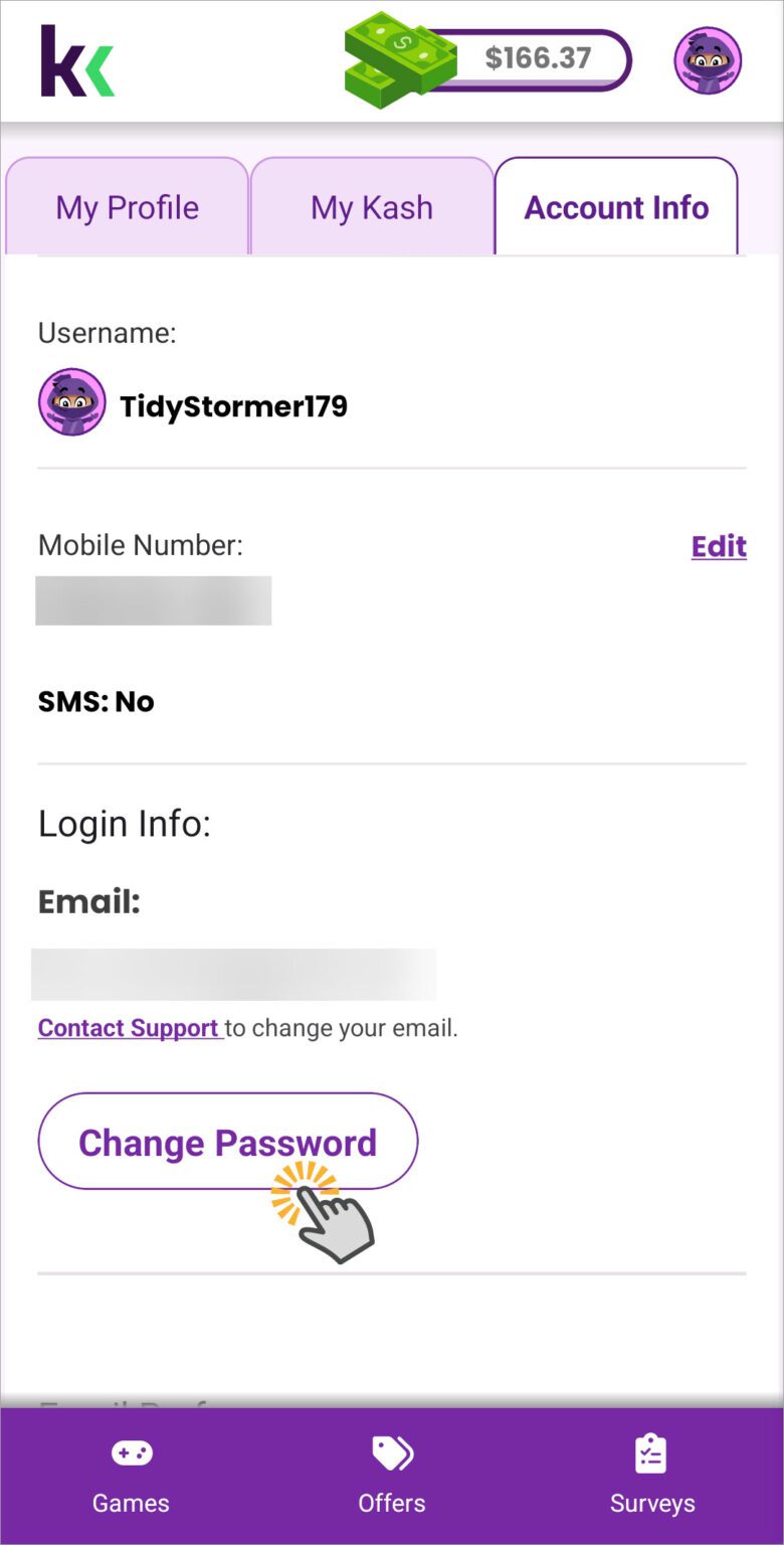 Manage your login information - KashKick Guide